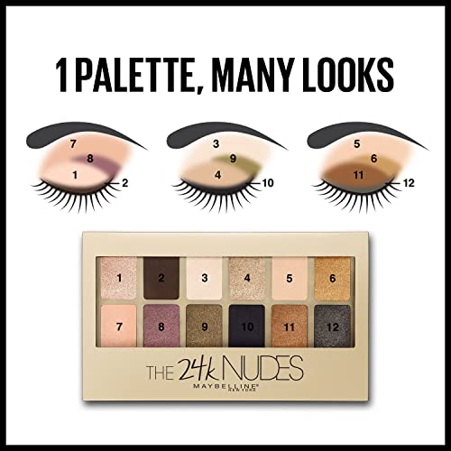 Maybelline New York The 24K Nudes Gold Eyeshadow Palette, 12 Shades