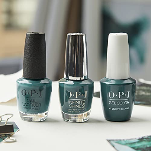 OPI Infinite Shine 2 Long Wear Lacquer, My Studio's on Spring, Green Long-Lasting Nail Polish, Downtown LA Collection, 0.5 fl oz.