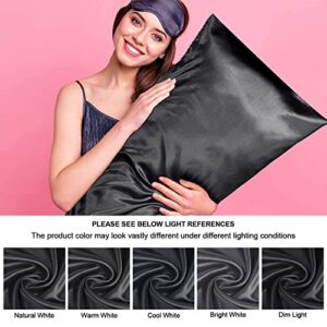 BEDELITE Satin Silk Body Pillow Pillowcase for Hair and Skin, Premium and Silky Black Long Body Pillow Case Cover 20x54 with Envelope Closure