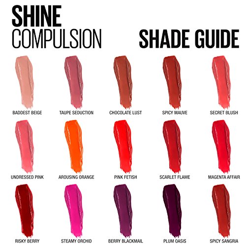 Maybelline New York Color Sensational Shine Compulsion Lipstick Makeup, Chocolate Lust, 0.1 Ounce