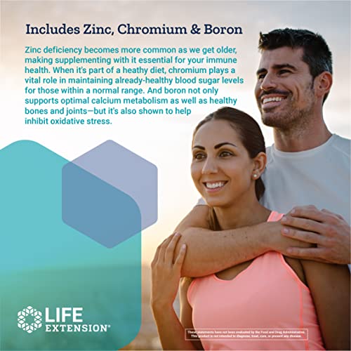 Life Extension Only Trace Minerals - A Daily Dose of Zinc, Chromium, Boron, Vanadyl sulfate & More – For Healthy Immune Function & Well-Being -Non-GMO, Gluten-Free - 90 Vegetarian Capsules