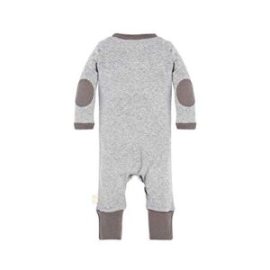 Burt's Bees Baby Baby Boys Matelasse Organic Kimono One Piece Jumpsuit and Toddler Footie, Heather Grey Elbow Patch Henley, 3-6 Months US