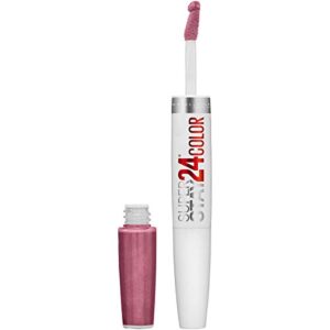 maybelline super stay 24, 2-step liquid lipstick makeup, long lasting highly pigmented color with moisturizing balm, perpetual plum, purple, 1 count