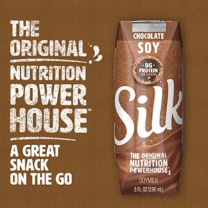 Silk Shelf-Stable Soy Milk Singles, Chocolate, Dairy-Free, Vegan, Non-GMO Project Verified, 8 Fl oz (Pack of 18)