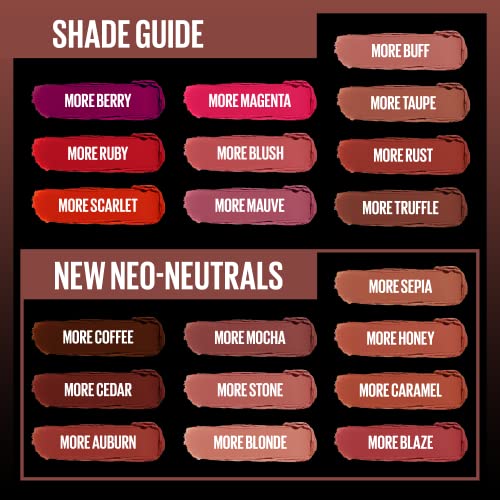 Maybelline Color Sensational Ultimatte Matte Lipstick, Non-Drying, Intense Color Pigment, More Stone, Rosey Mauve, 1 Count