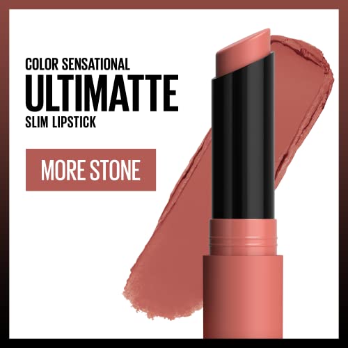 Maybelline Color Sensational Ultimatte Matte Lipstick, Non-Drying, Intense Color Pigment, More Stone, Rosey Mauve, 1 Count