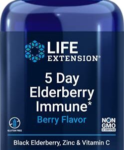 Life Extension 5 Day Elderberry Immune (Berry Flavor) Immune System Support - Gluten-Free, Non-GMO - 40 Vegetarian Chewable Tablets