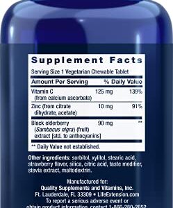 Life Extension 5 Day Elderberry Immune (Berry Flavor) Immune System Support - Gluten-Free, Non-GMO - 40 Vegetarian Chewable Tablets