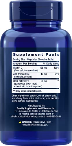 Life Extension 5 Day Elderberry Immune (Berry Flavor) Immune System Support - Gluten-Free, Non-GMO - 40 Vegetarian Chewable Tablets