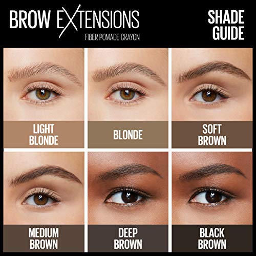 Maybelline Brow Extensions Fiber Pomade Crayon Eyebrow Makeup, Soft Brown, 1 Count