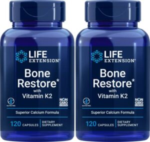 life extension bone restore with vitamin k2,caps 120 count (pack of 2)