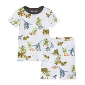 burt’s bees baby baby boys’ pajamas, tee and pant 2-piece pj set, 100% organic cotton, grazing dinos