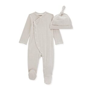 burt’s bees baby baby boys’ romper jumpsuit, 100% organic cotton one-piece coverall, fossil micro stripe, newborn