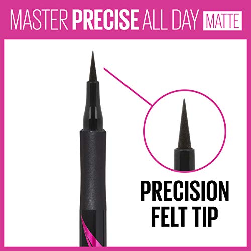 Maybelline Eyestudio Master Precise All Day Waterproof Liquid Eyeliner Makeup, Matte Black, 1 Count