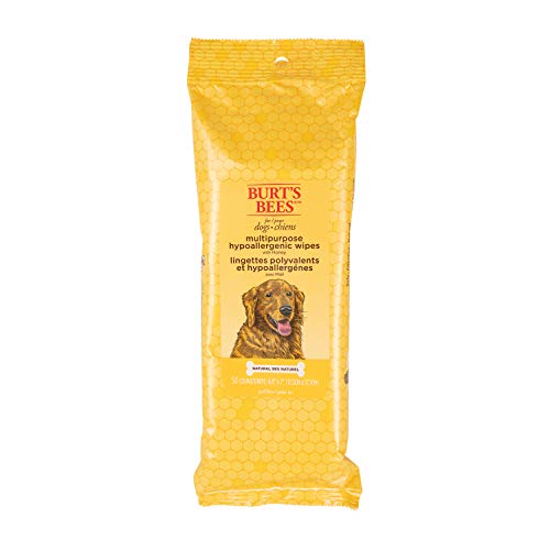 Burt's Bees for Dogs Natural Multipurpose Dog Grooming Wipes | Puppy & Dog Wipes for All Purpose Cleaning | pH Balanced for Dogs - Made in USA, 50 Count Pet Wipes - 2 Pack