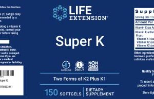 Life Extension Super K, 150 Softgels, with Vitamin K1 and K2 - MK4 & MK7