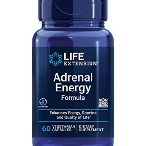 Life Extension Adrenal Energy Formula - Stress Management Supplements with Ashwagandha, Cordyceps, Holy Basil & Bacopa for Homeostasis Support – Gluten-Free, Non-GMO, Vegetarian – 60 Capsules