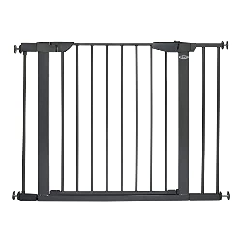 Graco BabySteps Walk-Thru Metal Safety Gate (Gray) - Pressure-Mounted Baby Gate for Doorway, Expands from 29.5-40.5 Inches, 29.5 Inches Tall, Includes 3 Extensions, Perfect for Children, Pet-Friendly