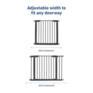 Graco BabySteps Walk-Thru Metal Safety Gate (Gray) - Pressure-Mounted Baby Gate for Doorway, Expands from 29.5-40.5 Inches, 29.5 Inches Tall, Includes 3 Extensions, Perfect for Children, Pet-Friendly