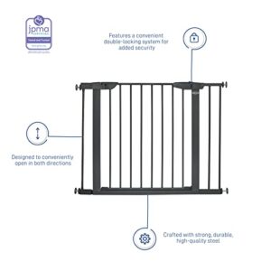 Graco BabySteps Walk-Thru Metal Safety Gate (Gray) - Pressure-Mounted Baby Gate for Doorway, Expands from 29.5-40.5 Inches, 29.5 Inches Tall, Includes 3 Extensions, Perfect for Children, Pet-Friendly