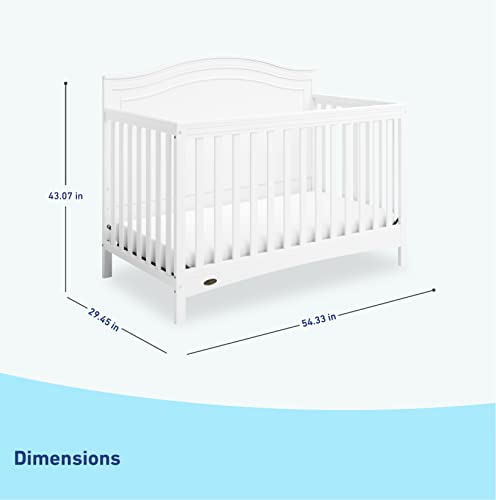 Graco Paris 4-in-1 Convertible Crib - Fits Standard Mattress, Elegant Detailed Headboard, Converts to Full-Size Toddler Daybed, Non-Toxic Finish, Expert Tested for Safer Sleep, White