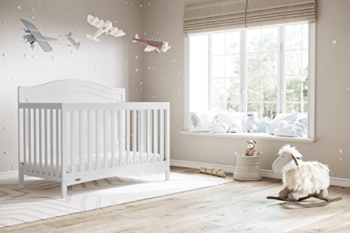 Graco Paris 4-in-1 Convertible Crib - Fits Standard Mattress, Elegant Detailed Headboard, Converts to Full-Size Toddler Daybed, Non-Toxic Finish, Expert Tested for Safer Sleep, White