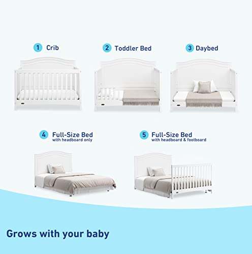 Graco Paris 4-in-1 Convertible Crib - Fits Standard Mattress, Elegant Detailed Headboard, Converts to Full-Size Toddler Daybed, Non-Toxic Finish, Expert Tested for Safer Sleep, White