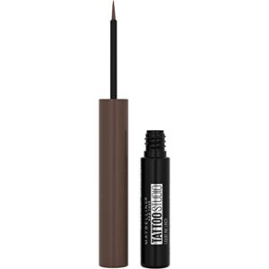 maybelline tattoostudio liquid ink liner up to 36hr wear, sweat resistant, smudge resistant, no mess removal, longwear liquid eyeliner makeup, rustic brown, 0.08 fl; oz.