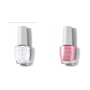 opi nature strong lacquer, top coat, high shine nail polish & knowledge is flower, pink nail polish, natural origin, vegan, cruelty-free, 0.5 fl oz