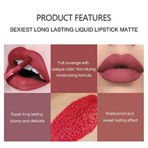 BestLand 6Pcs Matte Liquid Lipstick Makeup Set, Matte liquid Long-Lasting Wear Non-Stick Cup Not Fade Waterproof Lip Gloss (Set B)