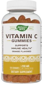 nature’s way vitamin c gummies, for immune health, 250 mg per serving, orange flavored, 120 gummies