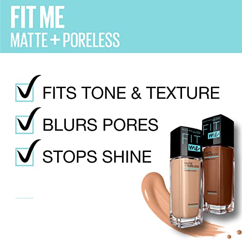 Maybelline New York Fit Me Matte Plus Poreless Foundation, Light Beige, 1 Fluid Ounce