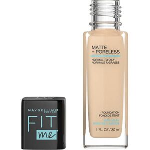 Maybelline New York Fit Me Matte Plus Poreless Foundation, Light Beige, 1 Fluid Ounce