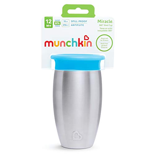 Munchkin® Miracle® Stainless Steel 360 Toddler Sippy Cup, 10 Ounce, Blue