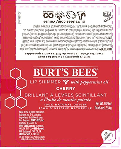 Burt's Bees 100% Natural Moisturizing Lip Shimmer, Cherry - 1 Tube