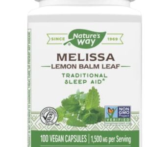 Nature's Way Premium Herbal Melissa Lemon Balm Leaf, Traditional Sleep Aid*, 1,500 mg per serving, 100 Capsules