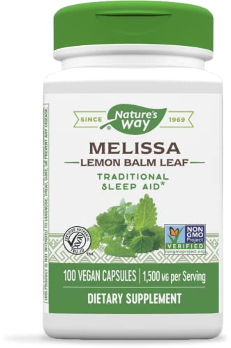 Nature's Way Premium Herbal Melissa Lemon Balm Leaf, Traditional Sleep Aid*, 1,500 mg per serving, 100 Capsules