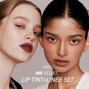 Peripera Ink the Velvet Lip Tint | High Pigment Color, Longwear, Weightless, Not Animal Tested, Gluten-Free, Paraben-Free | 0.14 fl oz (Kit, #1 Liner Kit)