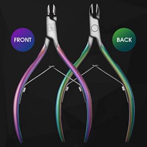 Cuticle Trimmer Cuticle Nippers Clippers Stainless Steel Hangnail Remover Extremely Sharp Cutter Pedicure Manicure Tool, opove X7 Rainbow Gradient