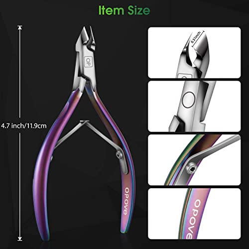 Cuticle Trimmer Cuticle Nippers Clippers Stainless Steel Hangnail Remover Extremely Sharp Cutter Pedicure Manicure Tool, opove X7 Rainbow Gradient