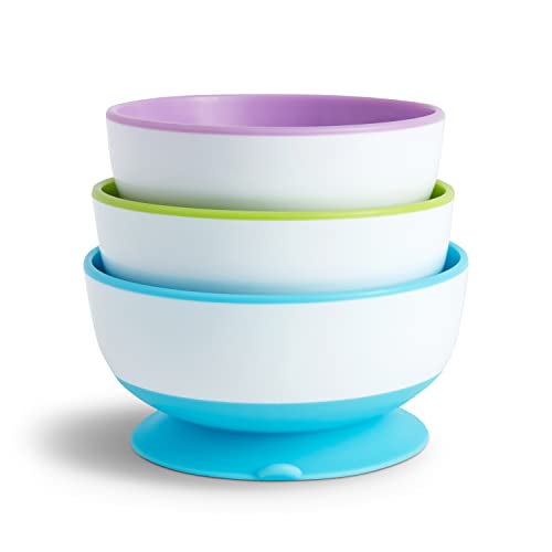 Munchkin® Stay Put™ Bowls and Divided Plates, 5 Pack, Blue/Green/Purple