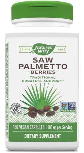 Nature's Way Saw Palmetto Berries; 585 mg; Non-GMO Project Verified; TRU-ID Certified; 180 Vcaps