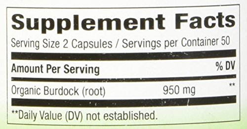 Nature's Way Burdock Root, 950 mg per serving, 100 Vegan Caps (Packaging May Vary)