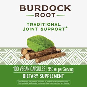 Nature's Way Burdock Root, 950 mg per serving, 100 Vegan Caps (Packaging May Vary)