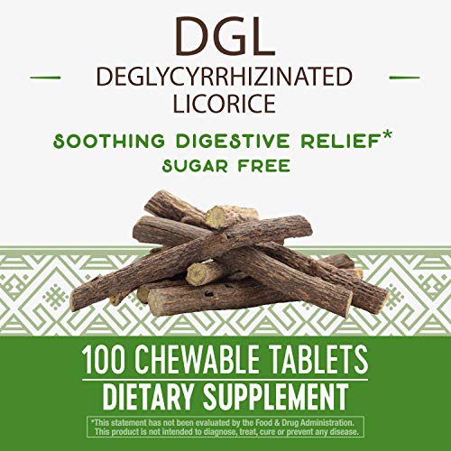 Nature’s Way DGL, Soothing Digestive Relief*, Sugar-Free, Vegan, Gluten-Free, 100 Chewables