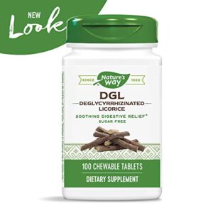 Nature’s Way DGL, Soothing Digestive Relief*, Sugar-Free, Vegan, Gluten-Free, 100 Chewables