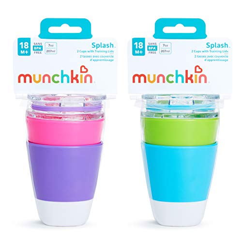 Munchkin® Splash™ Open Toddler Cups with Training Lids, 7 Ounce, Multicolored, 4 Pack