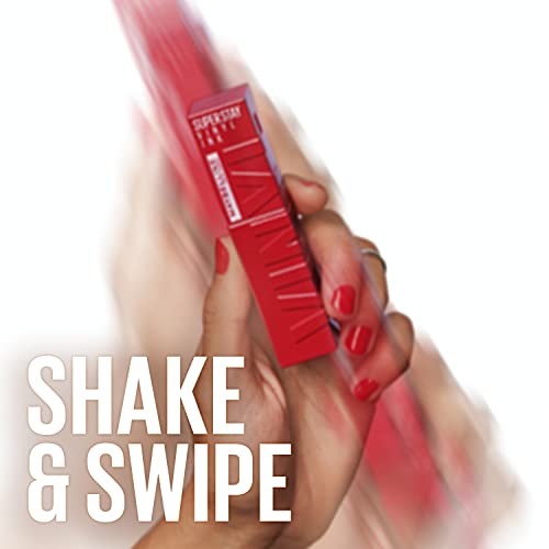 Maybelline Super Stay Vinyl Ink Longwear No-Budge Liquid Lipcolor Makeup, Highly Pigmented Color and Instant Shine, Lippy, Cranberry Red Lipstick, 0.14 fl oz, 1 Count