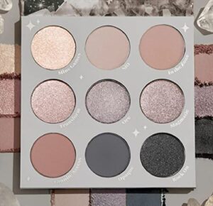 colourpop colourpop of quartz eyeshadow palette eyeshadow palette matte metallic sparkle pressed powder super-pigmented (gray silver gold taupe charcoal)