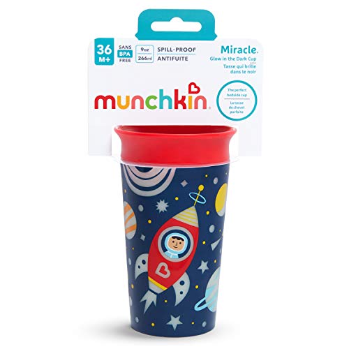 Munchkin® Miracle® 360 Degree Glow in The Dark Sippy Cup, 9 Ounce, Astronaut, Red